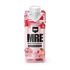 REDCON1 MRE Ready to Drink Protein Shakes, Strawberry Shortcake - Protein Drinks with Whole Food Sources - Sugar Free RTD Shake Formulated to Fuel Athletes at Any Time (12 Pack)