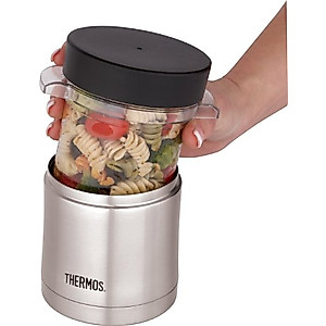 Thermos Food Jar with Microwavable Container, 12-Ounce, Stainless Steel