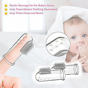 SILIVO Silicone Banana Teethers for Babies, Silicone Infant Training Finger Toothbrushes with Storage Case