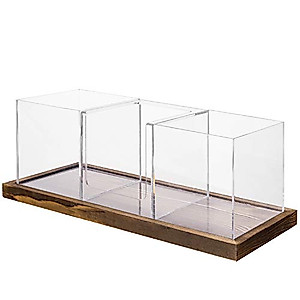 MyGift Acrylic Coffee & Tea Station Organizer with Wood Tray