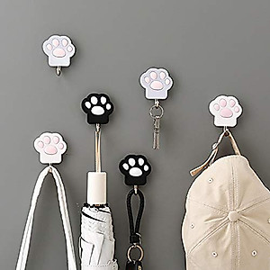 Hemoton 3Pcs Decorative Wall Hook Cat Paw Hooks Punch Free Self- Adhesive Hanger for Bedroom Kitchen Bedroom Purse Coat Towel Tool Hanging