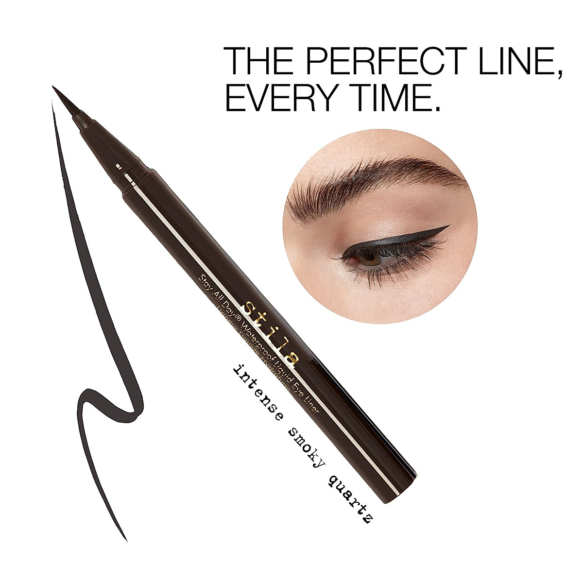 stila Waterproof Liquid Eye Liner, Stay All Day Makeup with Fine Brush Tip Lasting Satin Finish, Smudge-Proof & Transfer-Resistant