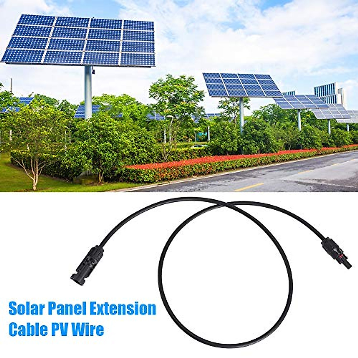 Solar Panel Extension Cable,Solar Panel Connector PV Wire with Male Female Connectors Adapter, Solar Panel Wire Adapter, Solar Extension Cable for Home, Shop and RV Solar Panels (3M-black4MM), So