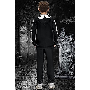 Kid Girls Skeleton Bone Hooded Sweatshirts Skull Halloween Pullover Hoodies for Boys 7-8 Years