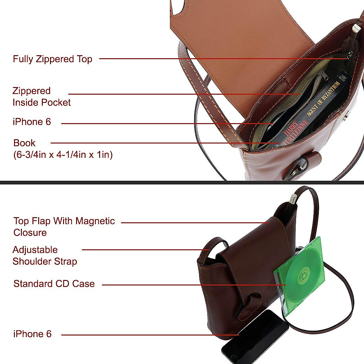 Fioretta Italian Genuine Leather Crossbody Shoulder Bag Handbag For Women