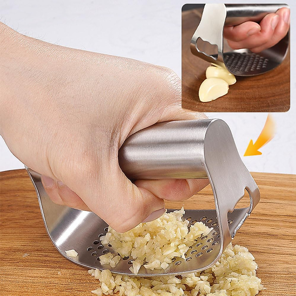 Stainless Steel Garlic Press, 2024 New Garlic Press Rocker Crusher Garlic Masher, Premium Sainless Steel Manual Garlic Presser Crusher Garlic (A)