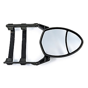 Camco Clamp-On Dual View Towing Mirror | Features 2 Independently Adjustable Mirrors and an Aerodynamic Design | Black (25653)