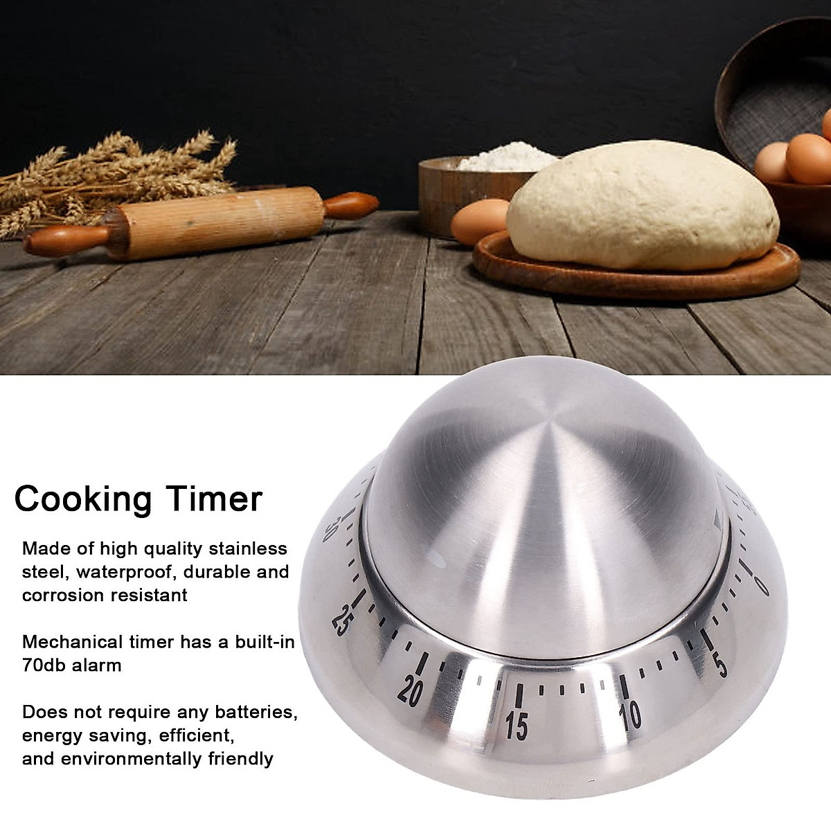 Kitchen Cooking Timer, Mechanical Rotating Timer Clock Durable Kitchen Accurate Timing Reminder, Kitchen Essentials Timer with 70db Loud Alarm