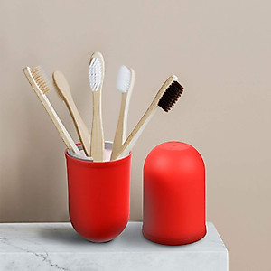 MILISTEN Toothbrush Covers Travel Toothbrush Case, Portable Toothbrush Holder, Toothpaste Cup Holder for Trips and Daily Use, Red Toothbrush Container