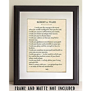 Robert Ward - I Wish You The Courage - Vintage Book Page Art Decor, School and Library Accessories, Inspirational Quote and Great for Classic Literature Book Lovers, 11x14 Unframed Print Poster