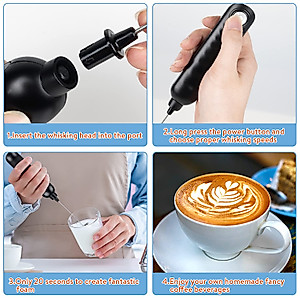 Milk Frother Handheld, USB Rechargeable Milk Frothers, Coffee Frother Electric, 3 Gear Adjustable Mini Foamer for Latte, Cappuccino, Hot Chocolate Black