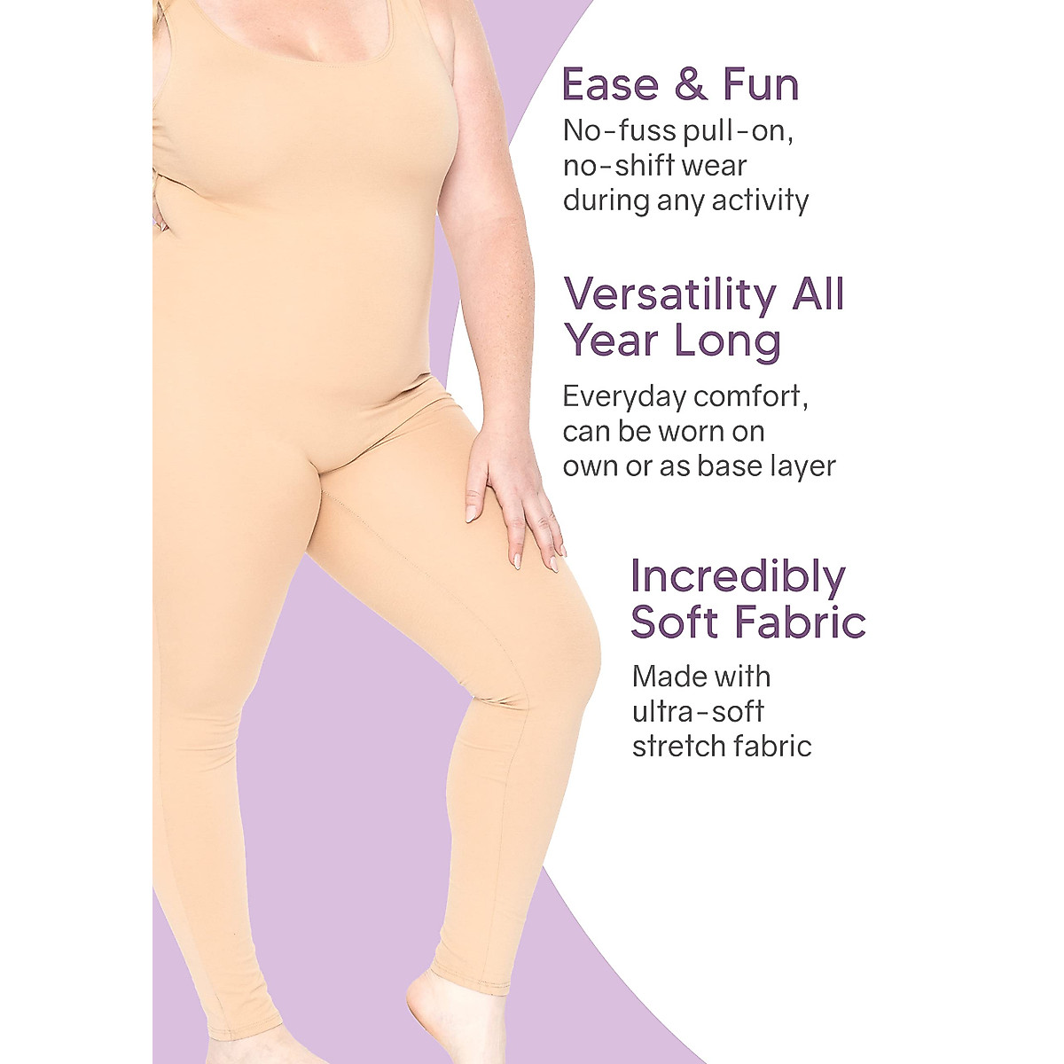 STRETCH IS COMFORT Women's Plus Size Cotton Tank Unitard Black 3X