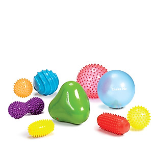 Edushape Sensory Balls for Baby - Assorted Baby Balls That Help Enhance Gross Motor Skills for Kids Aged 6 Months and Up - Set of 9 Vibrant Colorful & Unique Textured Balls for Baby