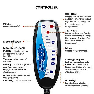 Snailax Massage Seat Cushion with Heat - Extra Memory Foam Support Pad in Neck and Lumbar,10 Vibration Massage Motors, 2 Heat Levels, Back Massager Chair Pad for Back