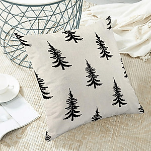 CXMEIFLY Christmas Pillow Covers 20x20 Inch Set of 2 White Black Christmas Tree Decor Throw Pillows Winter Xmas Holiday Outdoor Cushion Cases for Couch Bed Decorations