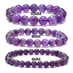 NCB 100pcs Original Natural Stone Beads Gemstone Round Loose Beads 6mm 8mm 10mm (Amethyst, 6mm 100Beads)