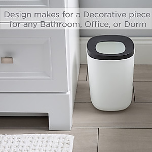 Bath Bliss 2 Piece Trash Can | Small Plastic | Space Saving | Removable Lid | Sleek | Great for Dorm | Office | Kitchen | Black & White | 2 Tone Waste Bin | 2 Pack