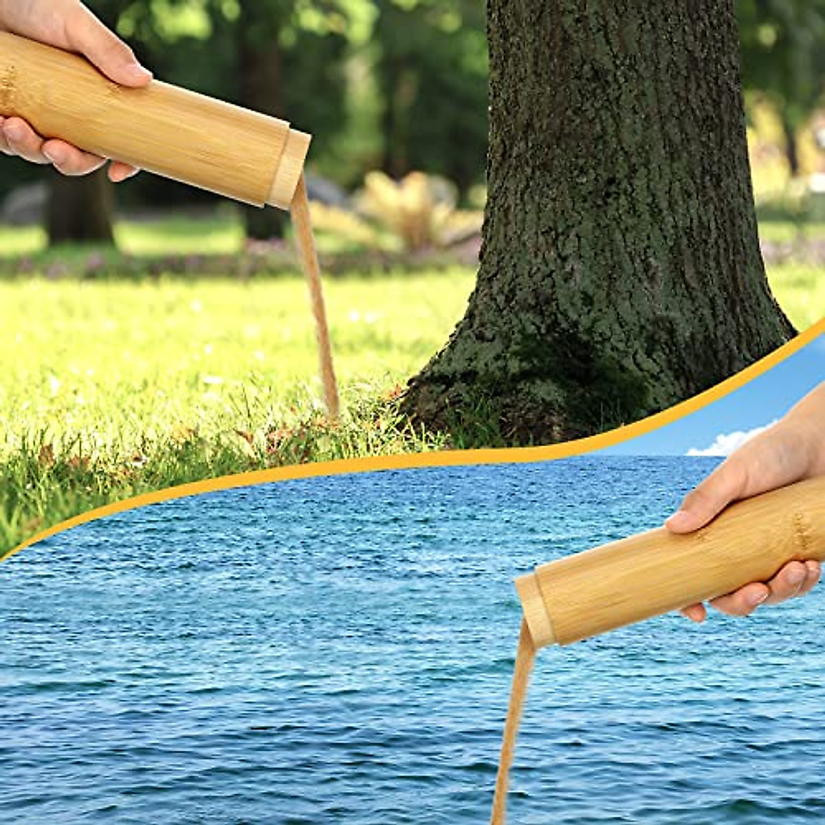 Yalikop 8Pcs(4pc mini urns & 4pc black drawstring bags)Bamboo Scattering Cremation Small Urns for Ashes Funeral Urn Tube Mini Keepsake Human Caskets Spreading & Black Drawstring Bag PET Ashes,9x2Inch