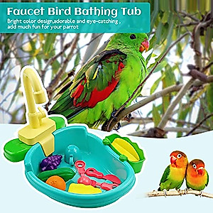 Pet Bath Tub for Bird Parrot,Parrot Automatic Bathtub with Faucet Bird Shower Bathing Tub Bird Feeder Bowl,Birdbath Bowl with Fountain Pump Bird Automatic Bathtub Swimming Pool Toy
