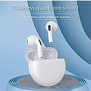 Pro 6 True Wireless Earbuds, Bluetooth Headphones, Hi-Fi Stereo Sound in-Ear Earphones, 99.99% Compatible with All Mobile Devices, Built-in Microphone, Up to 26 Hour Play Time with Charging Case