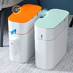 Kelendle Touchless Motion Sensor Trash Can - Automatic Garbage Can Kitchen Waste Bin Bedroom Trash Can with Lid for Home Office Decoration Orange Lid 4.5 Gallons
