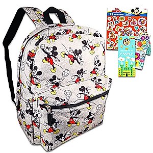 Mickey Mouse Backpack for Kids Set - Mickey School Bag Bundle with 16” Mickey Backpack, Mickey Stickers, Bookmark, More | Mickey Mouse Backpack for Boys