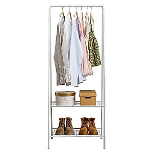 Metal Clothing Rack Retail 63in Industrial Clothing Racks Modern Garment Rack (White)