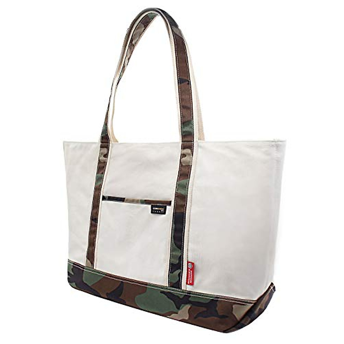 Rough Enough Large Canvas Camo Tote Bag for Women Men Work Travel with Zipper Pockets and Compartments