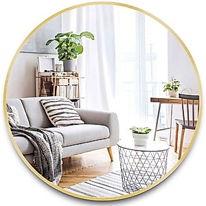 Itrue Round Gold Mirror 36 Inch for Bathroom Circle Mirrors for Wall Decorative Brushed Metal Frame Mirror for Living Room Bedroom