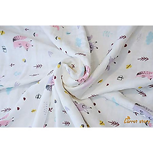 Carrot story 6 Layers 100% Cotton Premium Muslin Swaddle Blanket 43" X 43" Multipurpose Soft Toddler Blanket for Baby Shower (Smart Fox)