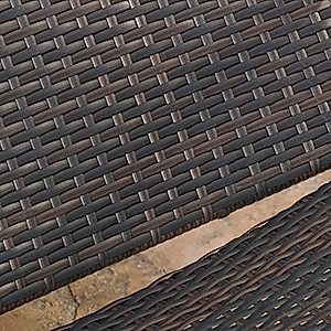 GDFStudio (Set of 2) Olivia Outdoor Brown Wicker Armed Chaise Lounge Chair