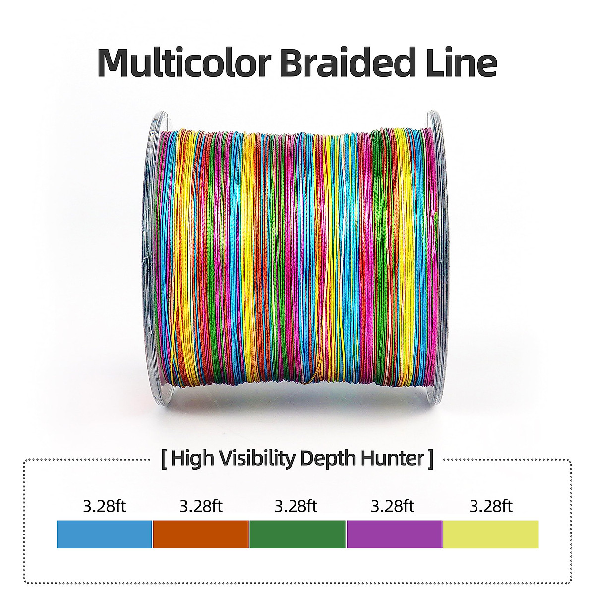 RUNCL Braided Fishing Line, 8 Strand Abrasion Resistant Fishing Line Braid, Super Durable, Smooth Casting, Zero Stretch, Smaller Diameter, Hi Vis, 328-1093 Yards, 12-100LB(40LB,328yds)