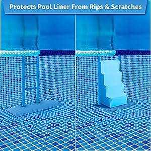 Pool Ladder Mat, Pool Liner Protective Ladder Pad, Pool Ladder Mat for Above Ground Pools, Non-Slip Pool Mats for Pool Bottom/Deck/Stairs/Step/Floor, Swimming Pool Accessories, 36 X 17 inch