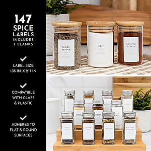 Pantry and Spice Container Labels Combo Pack: 2 in 1 Set of 339 Minimalist Spice Jar & Pantry Stickers for Kitchen Organization, Preprinted Waterproof Food Seasoning Storage Canister Organizing Label