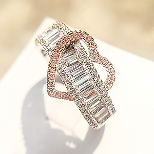 925 Fashion Trend Two Tone Ring Exquisite Simulation Diamond Heart-Shaped Female Ring Micro-Inlaid Push Cubic Zircon Ring S925 Ring Fashion Luxury Diamond Wedding Ring Engagement Ring CZC518 (8)