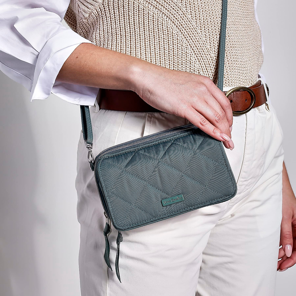 Vera Bradley Women's Performance Twill All in One Crossbody Purse With RFID Protection, Tiger Lily Blue Oar, One Size