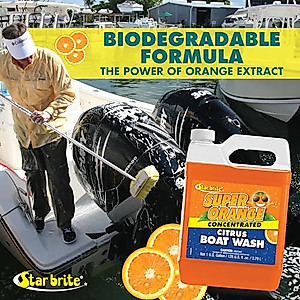 STAR BRITE Super Orange - Premium Citrus Boat Wash Super Concentrate - Makes 384 Gallons - All-Purpose, All-Surface Cleaning Solution - Will Not Remove Wax, Polish or Gel Coat 1 GAL (094500)