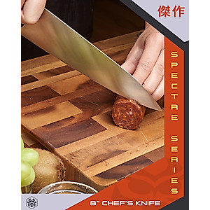 KESSAKU 8-Inch Chef Knife - Spectre Series - Forged Japanese AUS-8 High Carbon Stainless Steel - Pakkawood Handle with Blade Guard