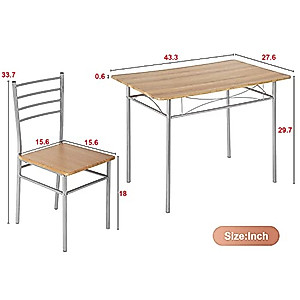 Dining Table Set Kitchen Table and Chairs for 4 Kitchen Table Dining Room Table Set Home Furniture Rectangular Modern Chairs with Metal Legs/Wood Table Top for Breakfast Nook Kitchen Dining Room