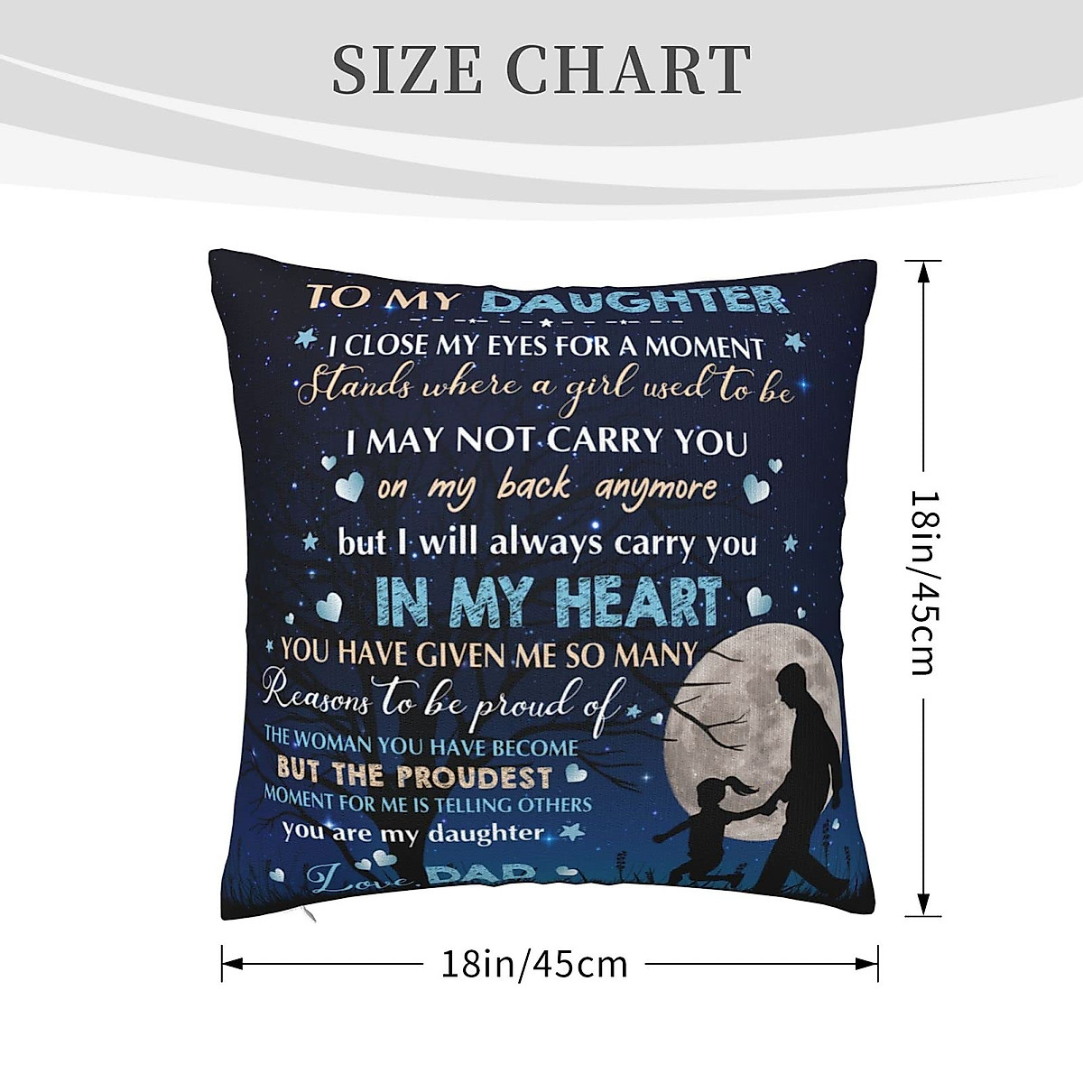 Dfaqehk Gifts for Daughter - Christmas Daughter Gifts from Dad - Father to Daughter Gift - Birthday Gifts for Daughter Adult - to My Daughter Xmas Graduation Gifts Throw Pillow Covers 18 x 18 Inch