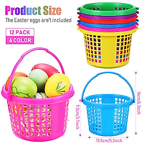 Jetec Easter Eggs Basket Multi-color Easter Plastic Basket Easter Hunt Basket for Easter Egg Hunts Goodies Party Favor Supplies (12, 13.5 x 9.5 cm/ 5.3 x 3.7 Inch)