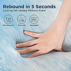 Mattress Topper Queen - 3 Inches Gel Infused Memory Foam Mattress Topper with Breathable Cover, Zero Pressure High Density Mattress Topper for Back Pain Relief, 60"x80"x3"