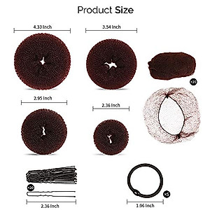 FANDAMEI Hair Accessory Set: 20 Invisible Nets, 4 Donut Makers, 5 Elastics, 20 Bobby Pins (Brown)