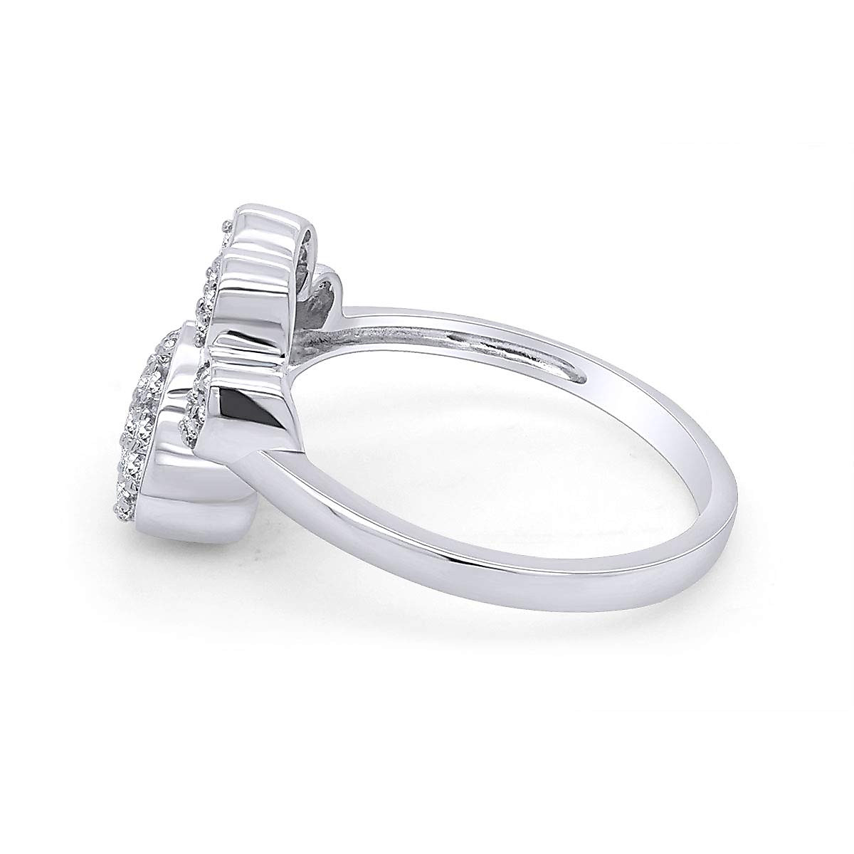 AFFY Round Shape White Cubic Zirconia Dog Pawprint Ring in 14k White Gold Over Sterling Silver (0.4 cttw) Ring Size-5.5