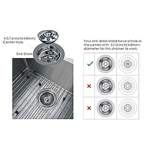 KANARY Kitchen Sink Basket Strainer Replacement for Standard Drains (3-1/2 Inch) Stainless Steel Body with Rubber Stopper (Pack of 2, Stianless Steel)