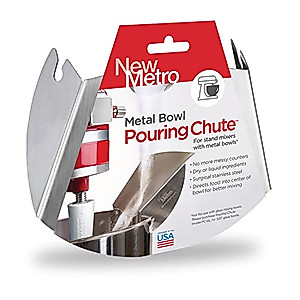 New Metro Design PC-10 Pouring Chute Compatible with KitchenAid Stand Mixer with Stainless Steel Bowl