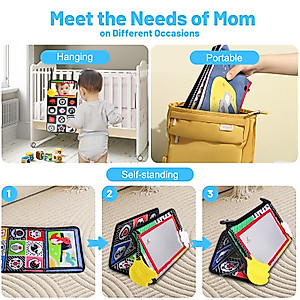 Baby Mirror Toys for Tummy Time,Newborn,Infant 0-3-4-6-12 Months Old Gift,Boy/Girl Brain Developmental Montessori Sensory Crinkle Black and White Book.Essential Activity Safe Mirror for Floor,Crib,Car