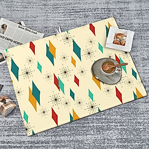 Diamond Retro Kitchen Drying Mat Mid Century Modern Decor Microfiber Dish Drainer Mat for Kitchen Counter Absorbent Reusable Washable 18x24in