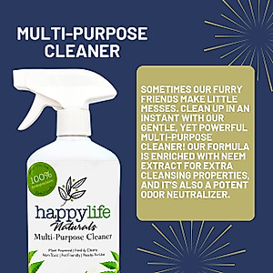 Happy Life Naturals - All purpose cleaner - natural household supplies - all purpose cleaning cleaning spray - Plant-based formula, multipurpose cleaner, kids and pets friendly, 16.9 Fl oz
