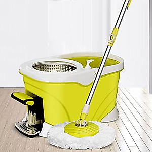 Cleaning Bucket 360° Adjustable Round Durable Household Foot Bucket Floor Mop Household Cleaner Set Reusable 4 Heads Bucket